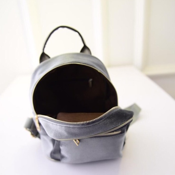 Bags | 15new Trendy Silver Mini Velvet Backpack | Poshmark